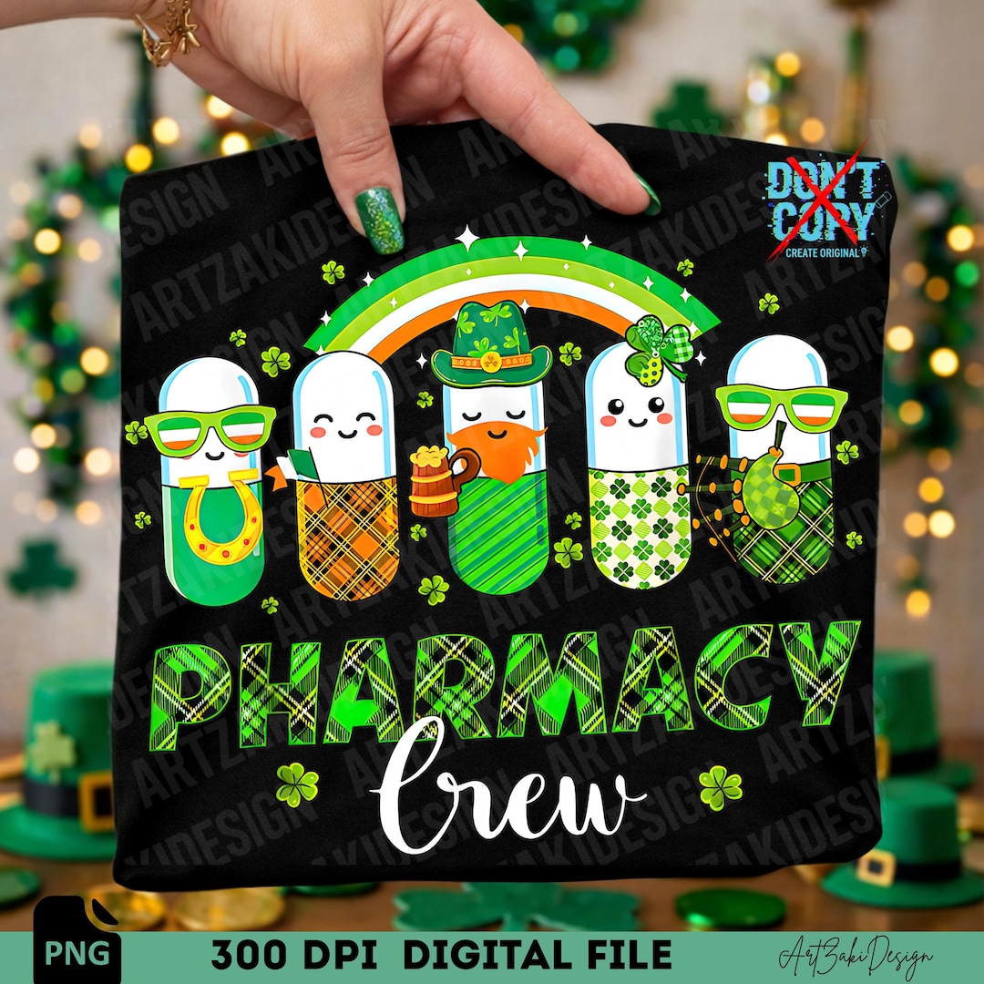 Pharmacy Crew PNG | Funny Pills Rainbow | St Patrick’s Day Pharmacist ...