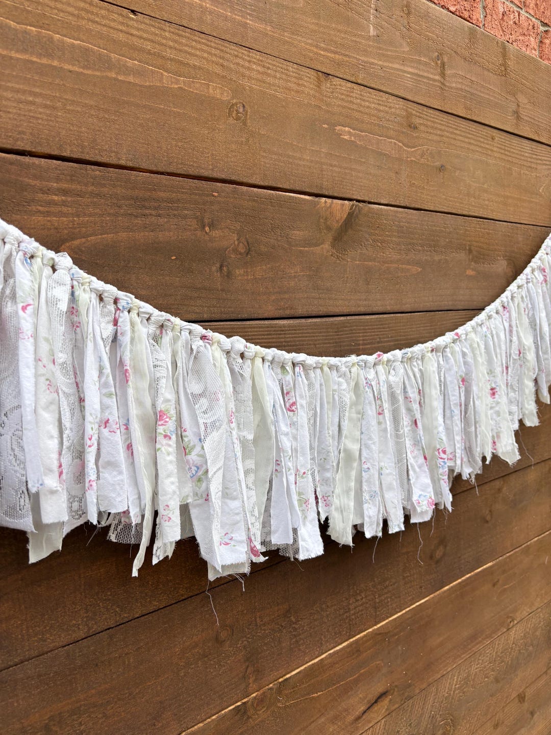 Fabric Banner Decor With Floral Fabrics and Lace Detail - Etsy