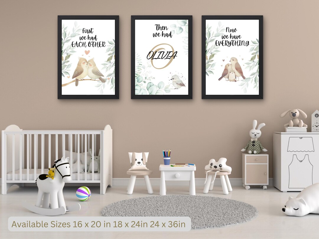 Customize Baby Name Template| Bundle of Three| Bird Boho Style Template ...