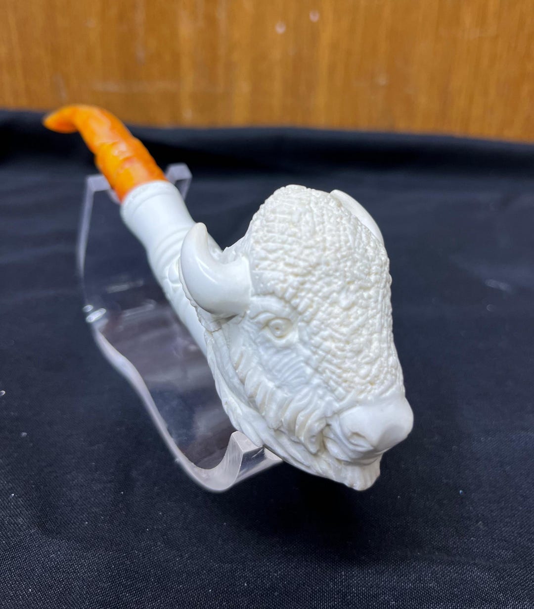 Hand Carved Meerschaum Pipe: American Bison Buffalo Head - Etsy