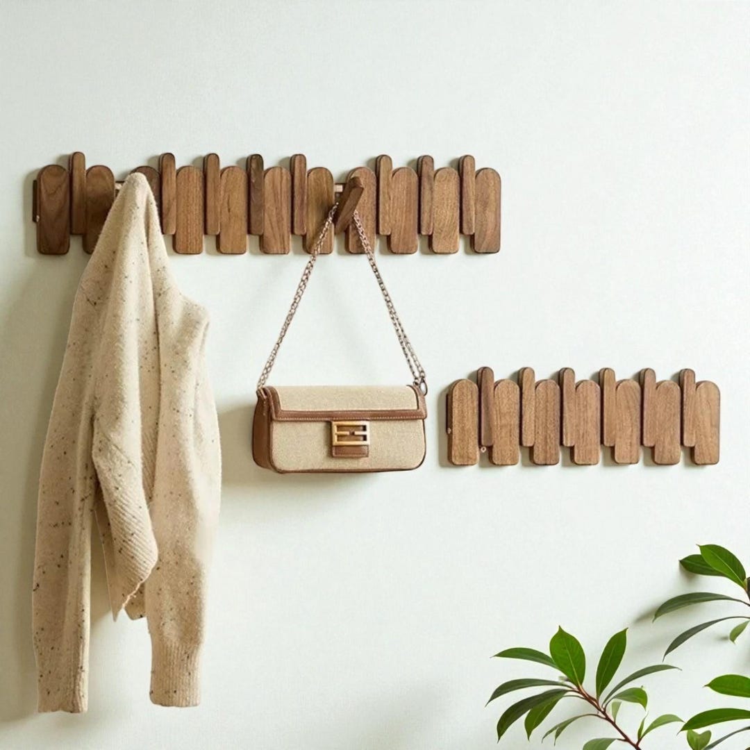 Solid Walnut Piano Key Coat Rack – Rustic Wall Mounted Hanger - Etsy