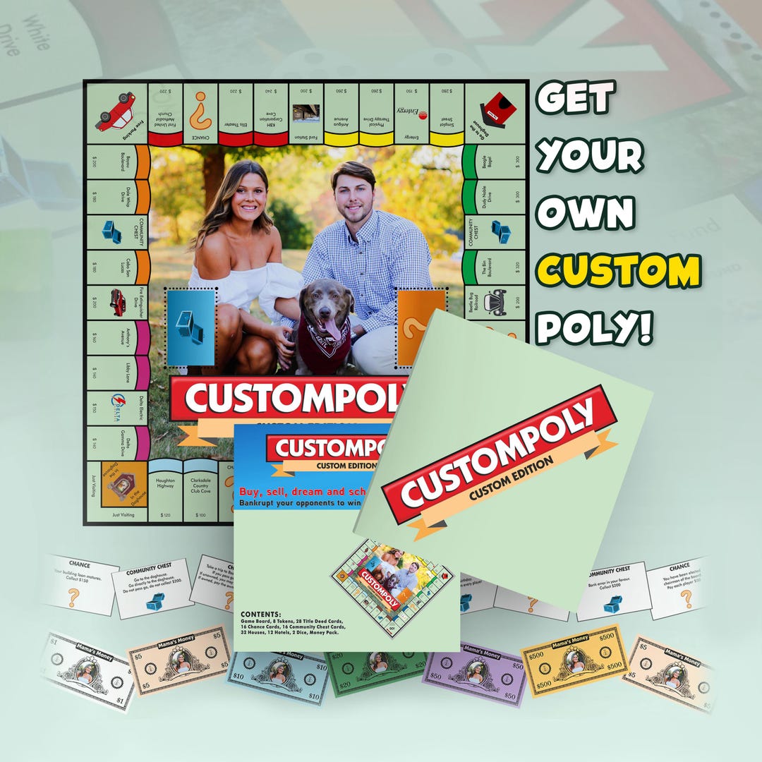 Custompoly Board Game: Game Board, Customized Gift, Personalized Board ...