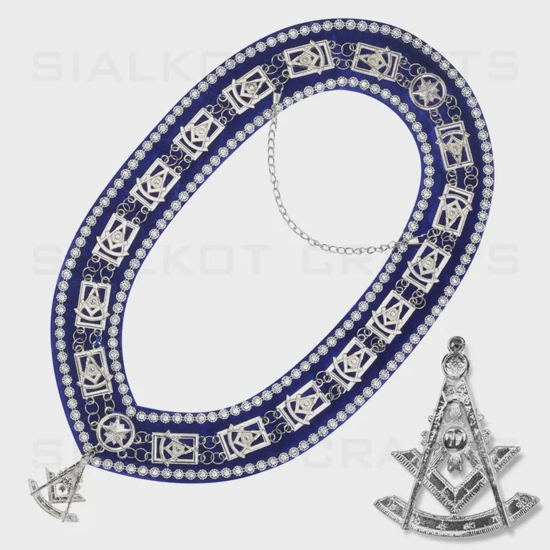 Masonic Blue Lodge Past Master Collar | Navy Blue Velvet Chain Collar ...
