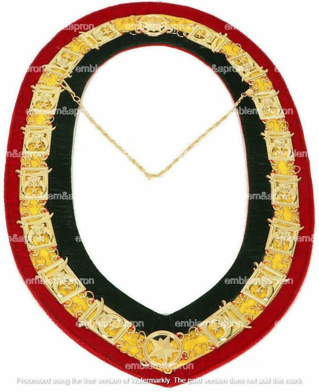 Masonic Shriner Tri-color Collar Chain – Green, Gold & Red Backing ...