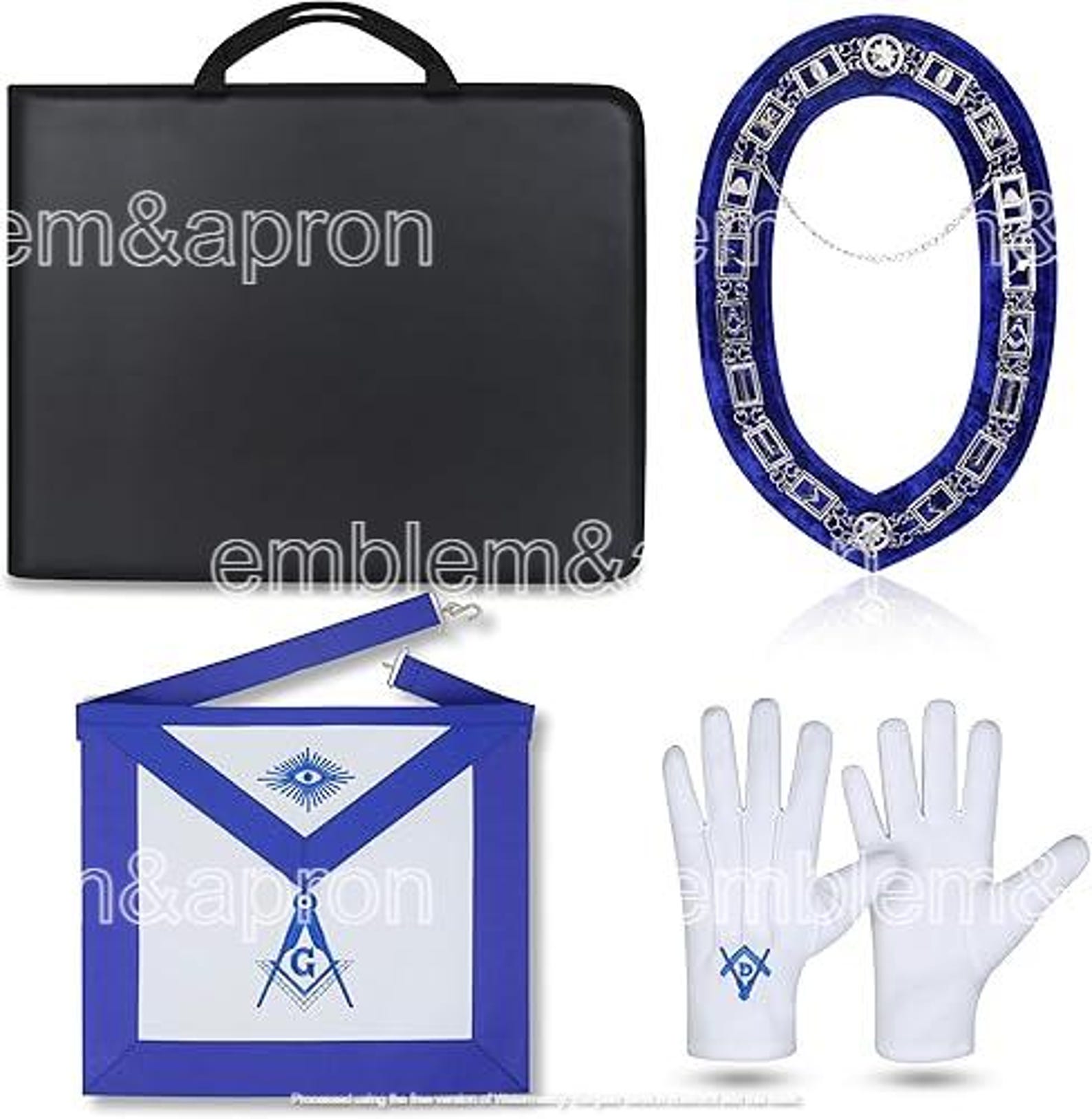 Masonic Regalia Master Mason Set – Blue Lodge Apron, Collar, Gloves ...