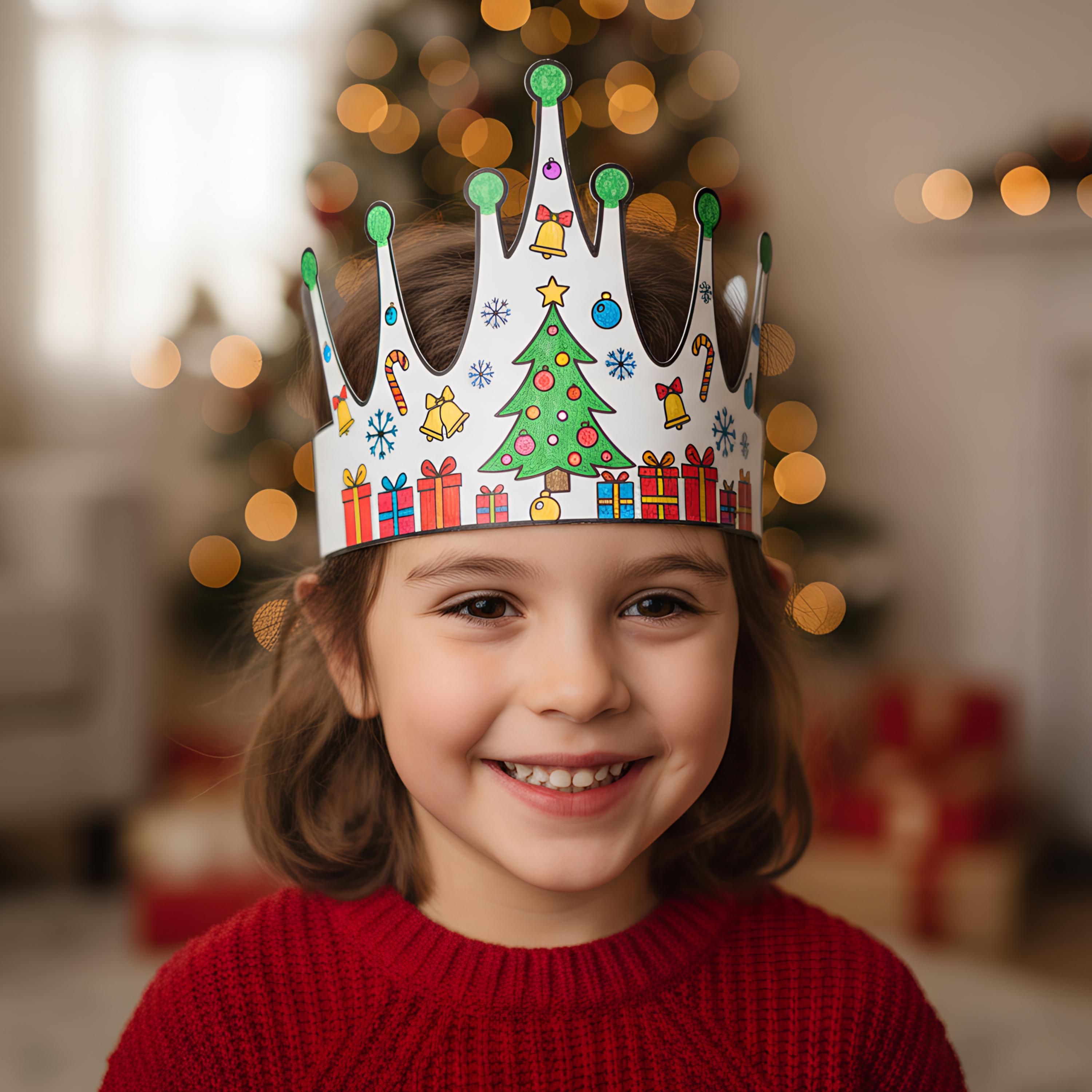 Christmas Printable Paper Crown Hats, DIY Kids Coloring Craft ...