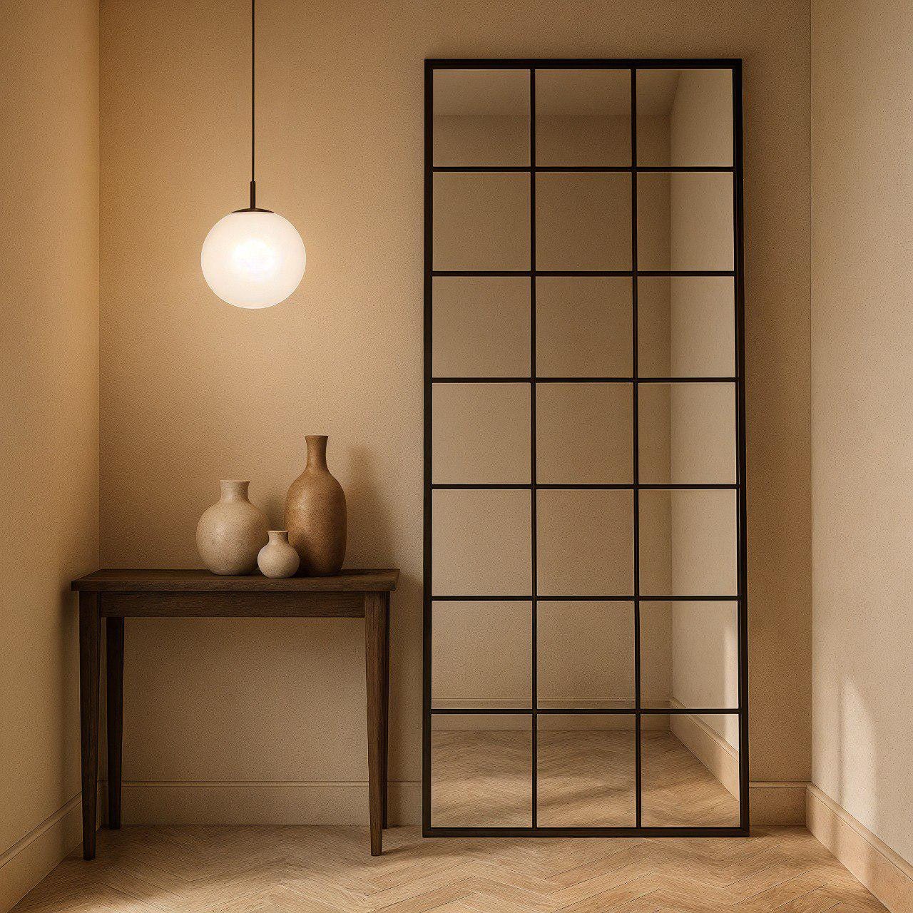 Window Pane Wall Mirror, Full Length Oversized Mirror, Wooden Frame ...