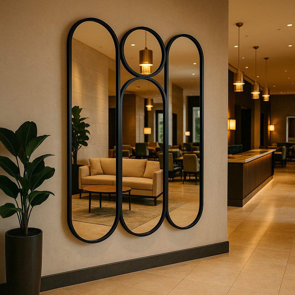 Modern Oval Mirror Set | Contemporary Wall Decor Mirrors | Minimalist ...