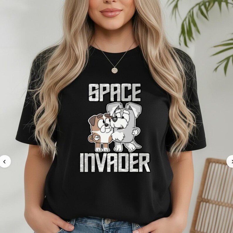 Bluey Space Invader Tee Shirt Bingo Rita Blue Heeler - Etsy