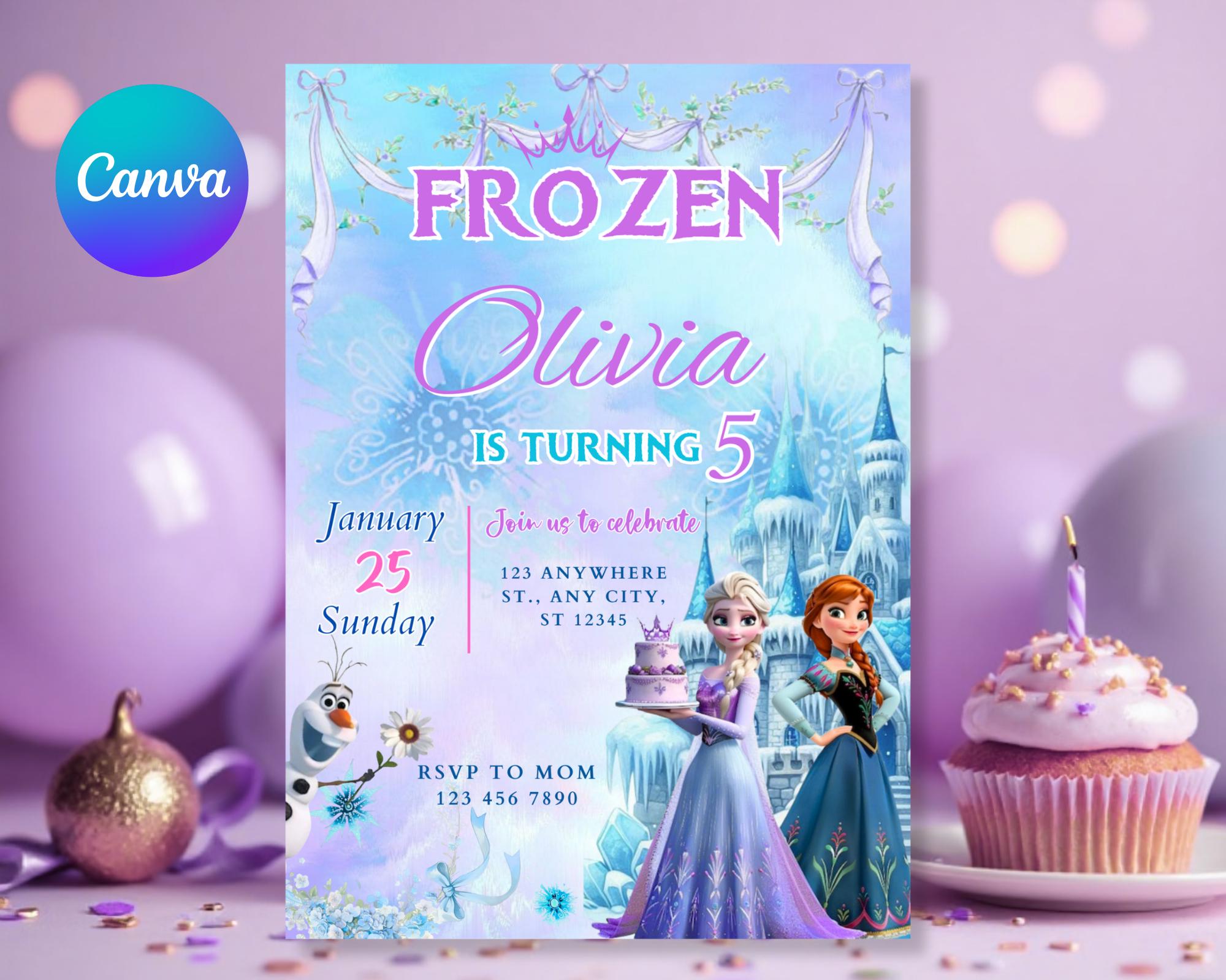 Editable Elsa Invite Digital Frozen Party Invitation Custom Frozen ...