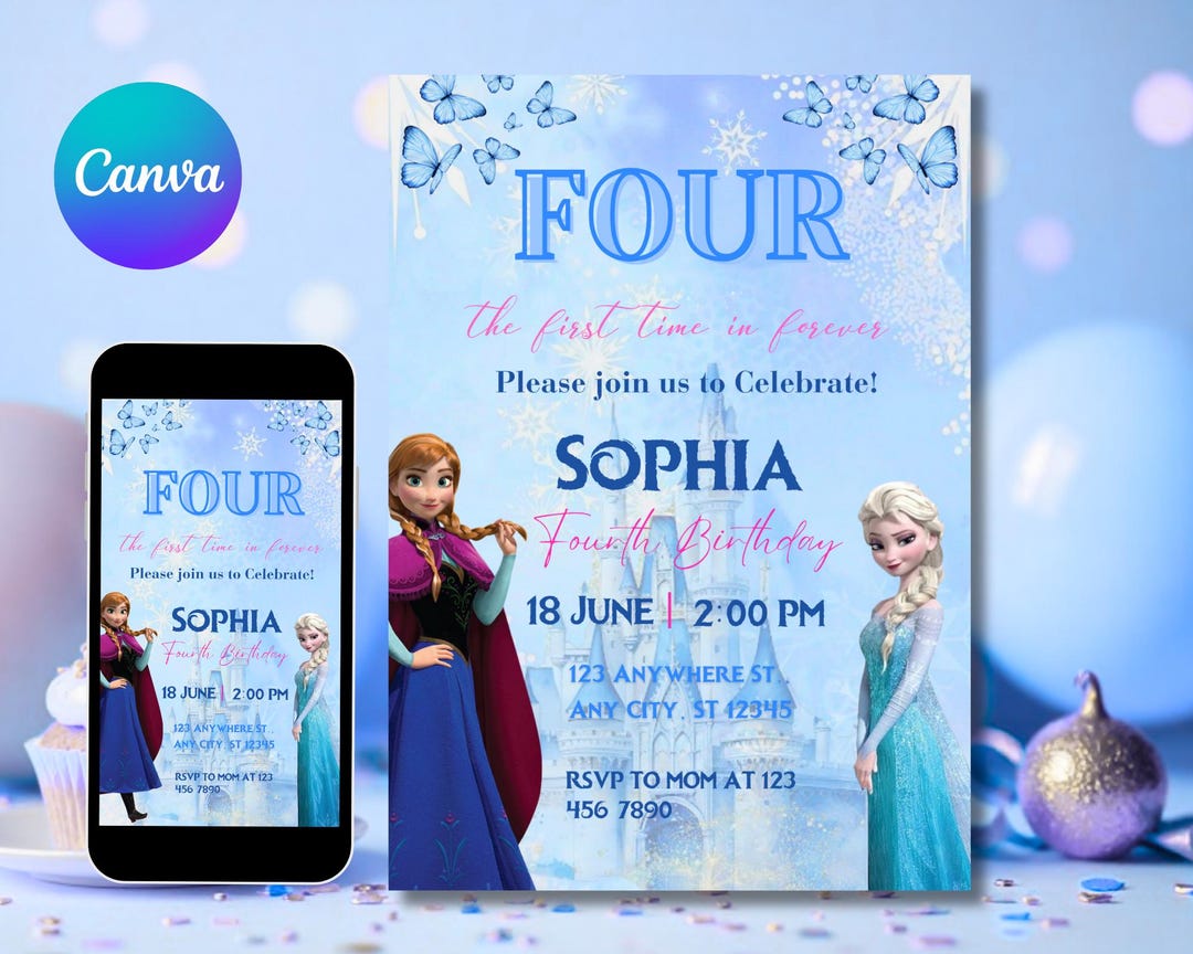 Frozen Four the First Time in Forever Birthday Invitation Frozen 4th ...