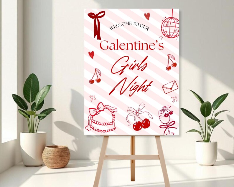 Galentines Day Welcome Sign Valentines Party Poster Friends Valentine ...