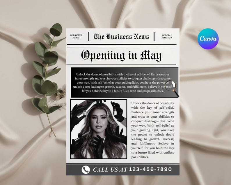 Editable Business Newspaper Template: Grand Opening, Photoshoot ...