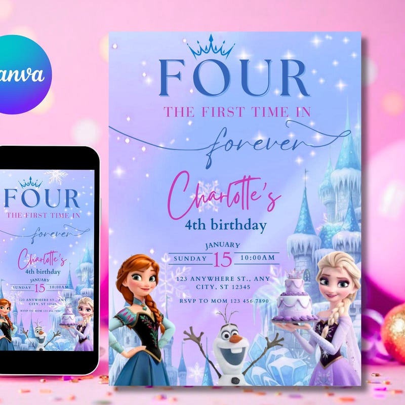 4 Frozen Birthday Invite - Etsy