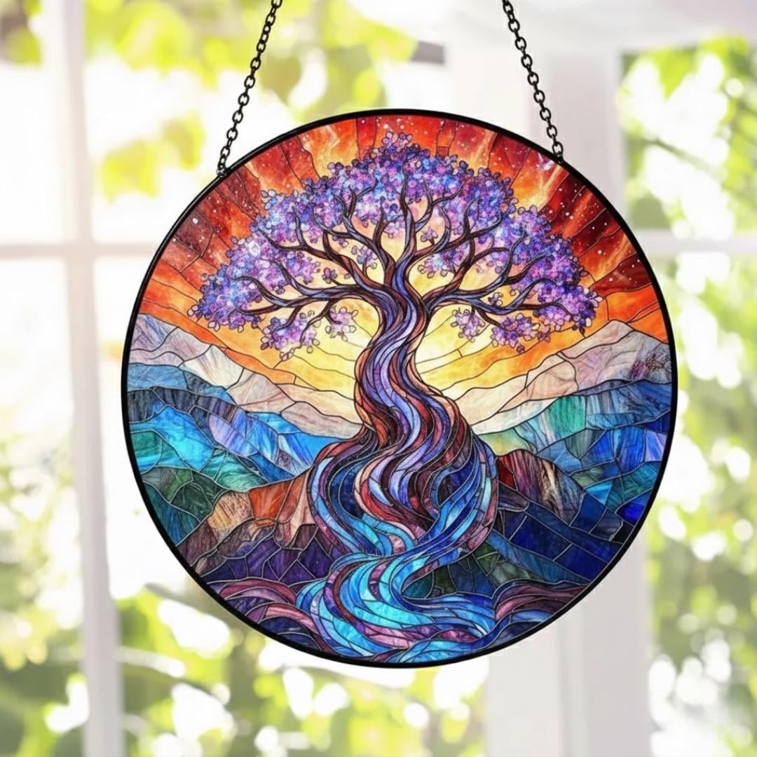 Tree of Souls Stained Glass Suncatcher, Bioluminescent Tree of Life ...