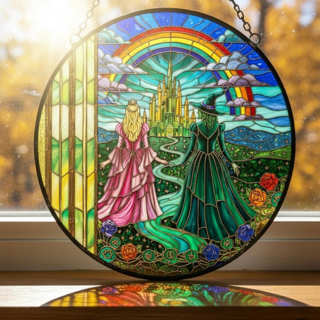 Buy Elphaba and Glinda Stained Glass Suncatcher, Wicked Movie Inspired ...