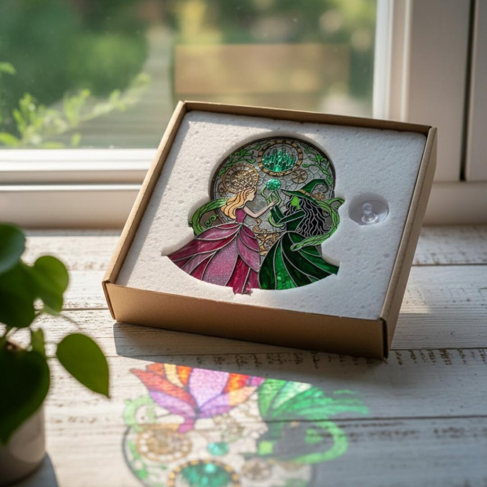 Wicked the Musical Home Suncatcher, Elphaba & Glinda Acrylic Ripple ...