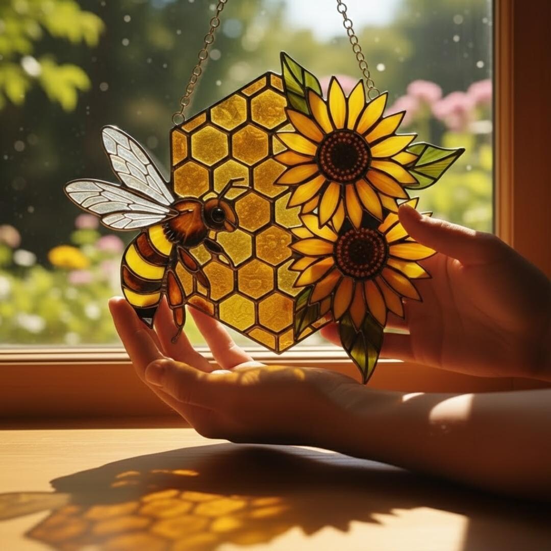 Personalized Honeycomb and Bee Acrylic Suncatcher, Custom Beekeeper ...