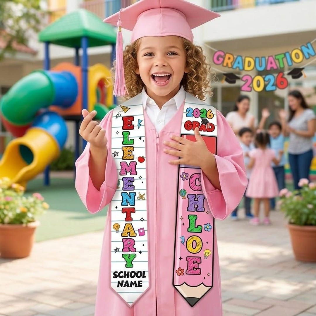 Personalized Pre-k Grad Pencil Graduation Stole With Name, Class of ...
