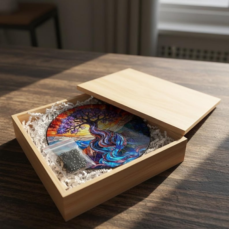 Tree of Souls Stained Glass Suncatcher, Bioluminescent Tree of Life ...