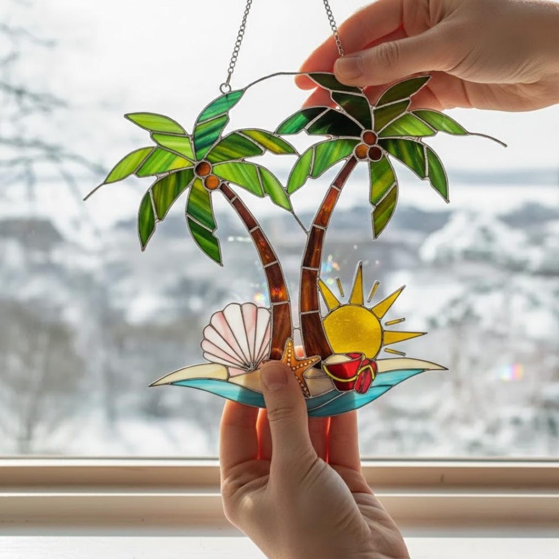 Palm Tree Suncatcher, Palm Tree Window Hanging, Tropical Tree Home ...