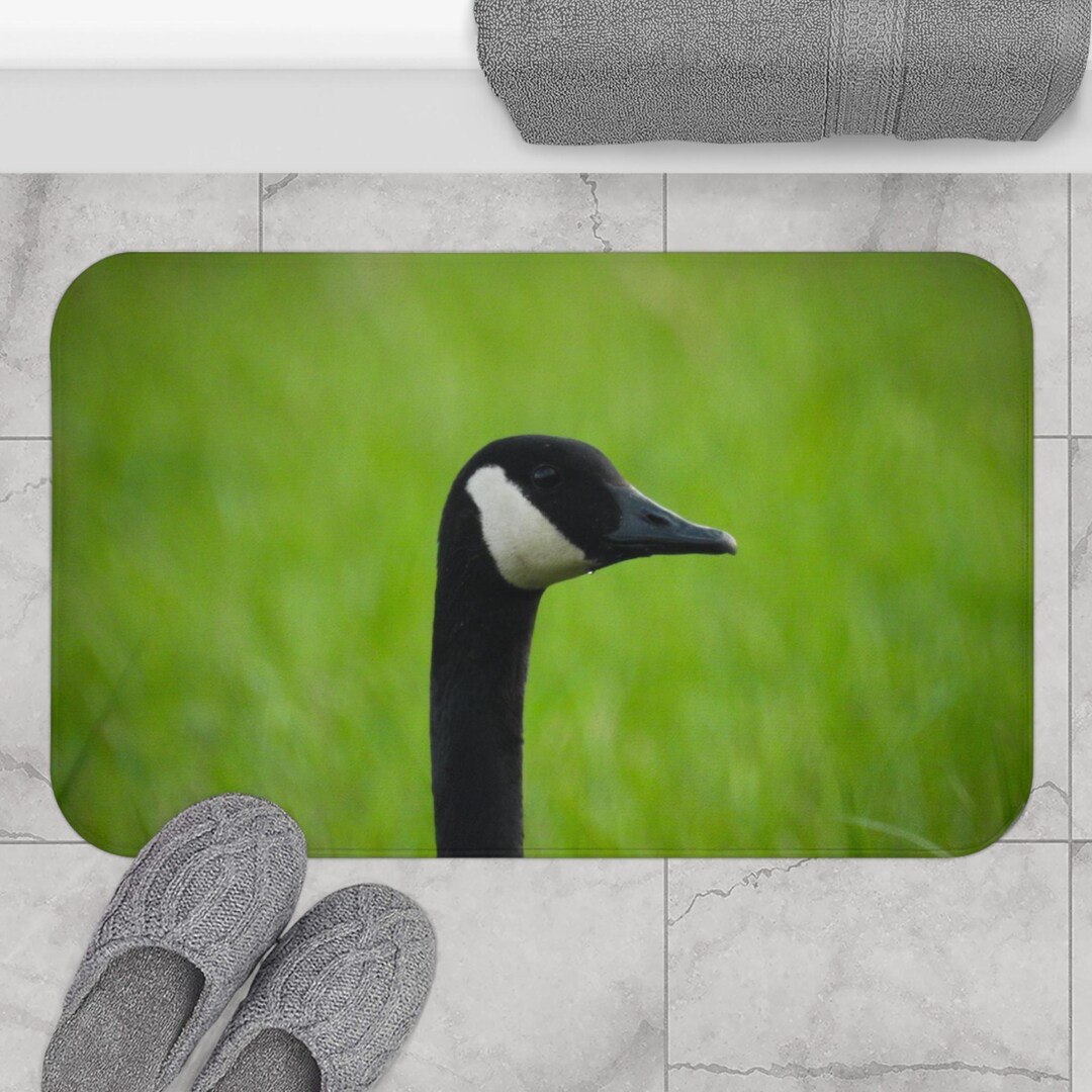 Nature-inspired Bath Mat - Green Grass and Goose Design, Home Decor ...