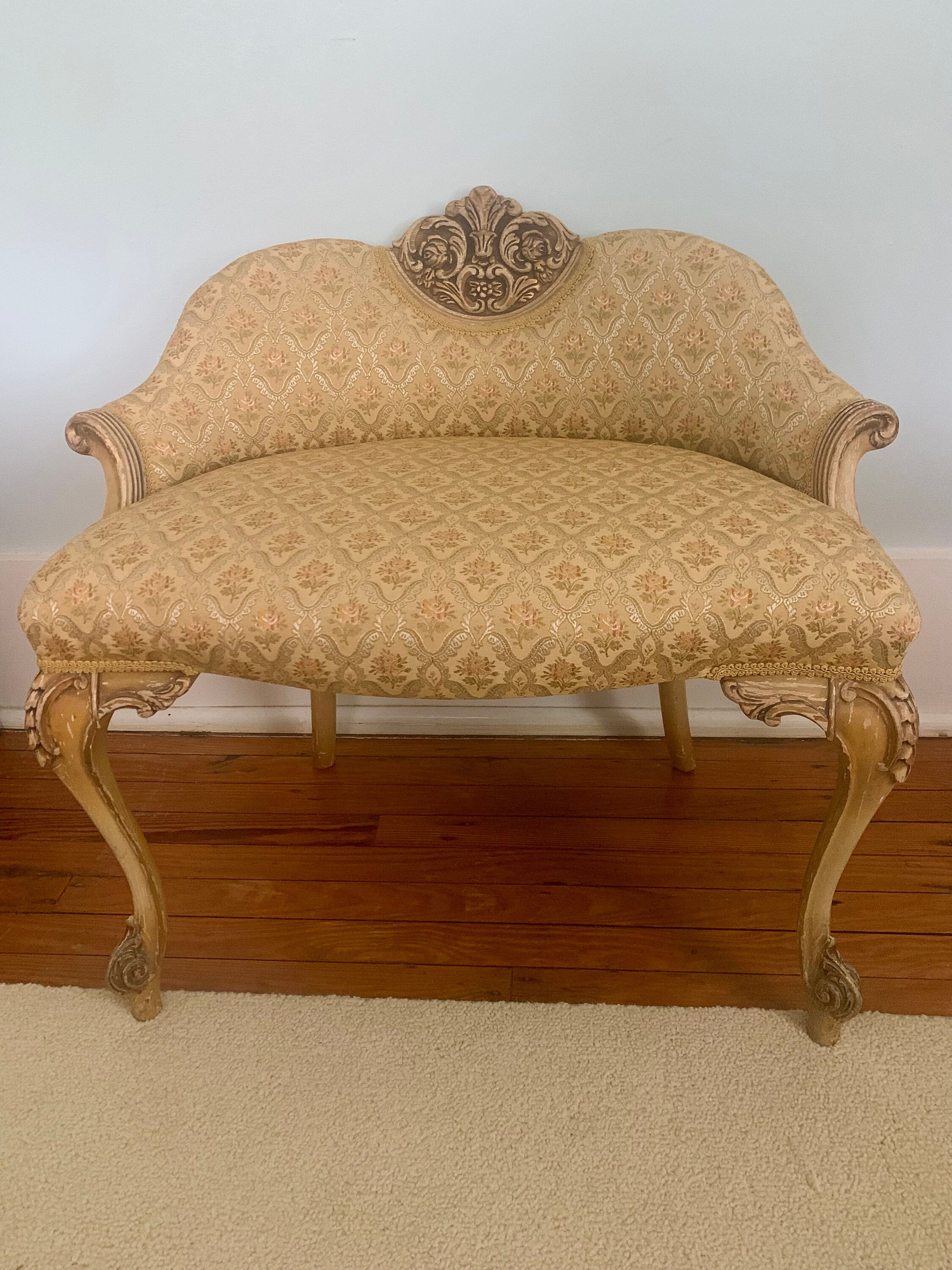 French Bamboo Vanity Stool