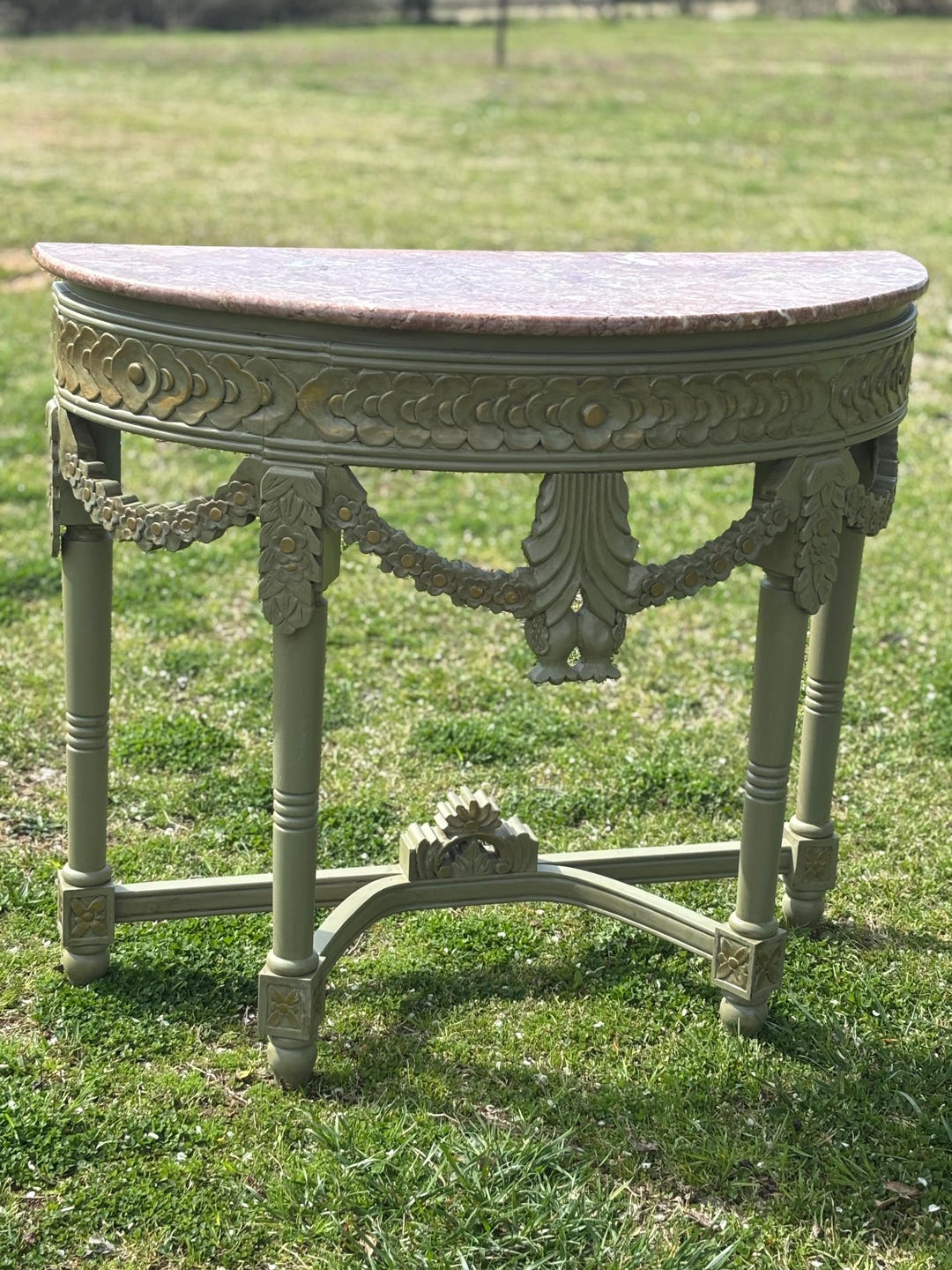 Entry Way French Style Demilune Table// Demilune Marble Table //marble ...