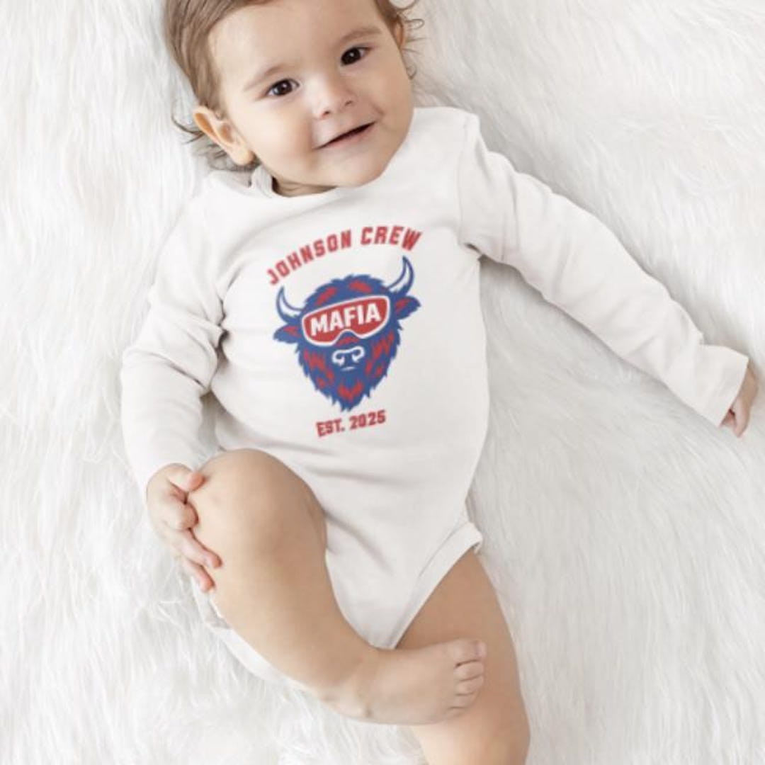 Baby Long Sleeve Bodysuit, Custom Family Name Infant Onesie, Buffalo ...