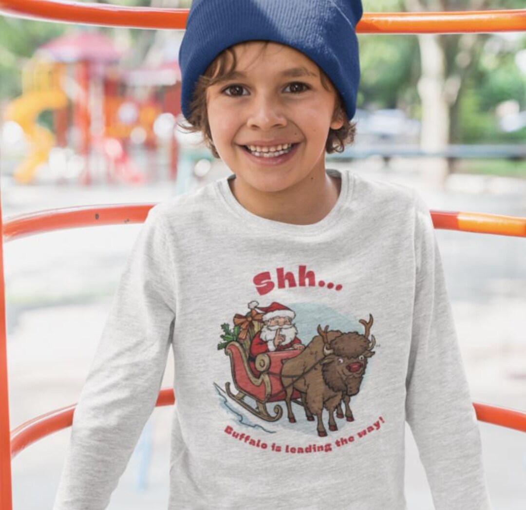 Shh Santa Sleigh Riding Buffalo Crewneck Sweatshirt | Christmas Holiday ...