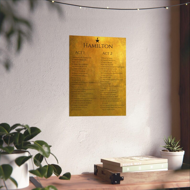 Hamilton Act I & Act 2 Poster Matte Vertical | Musical Lyrics Tracklist ...