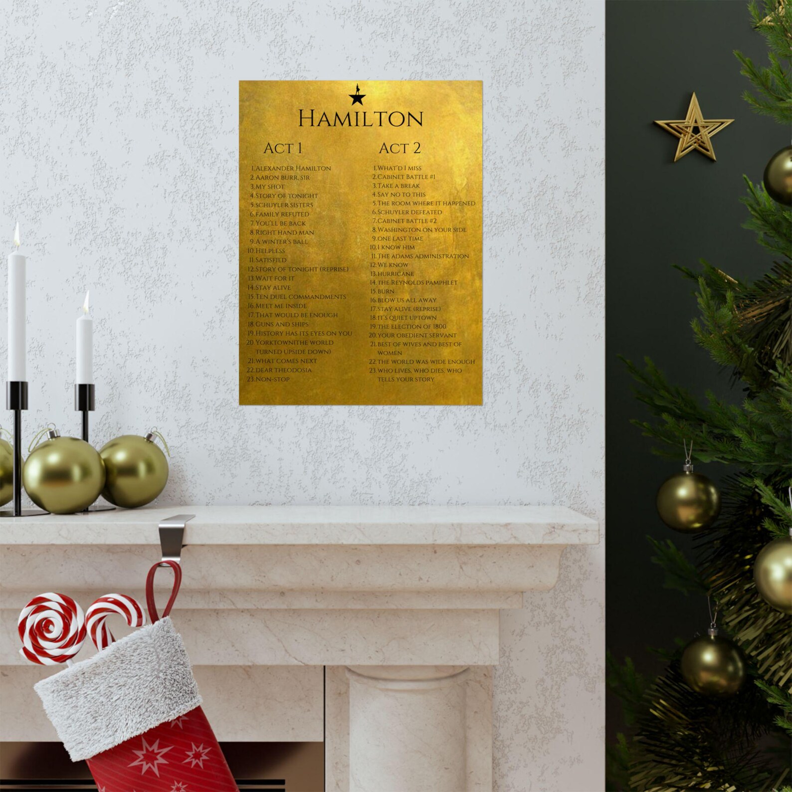 Hamilton Act I & Act 2 Poster Matte Vertical | Musical Lyrics Tracklist ...