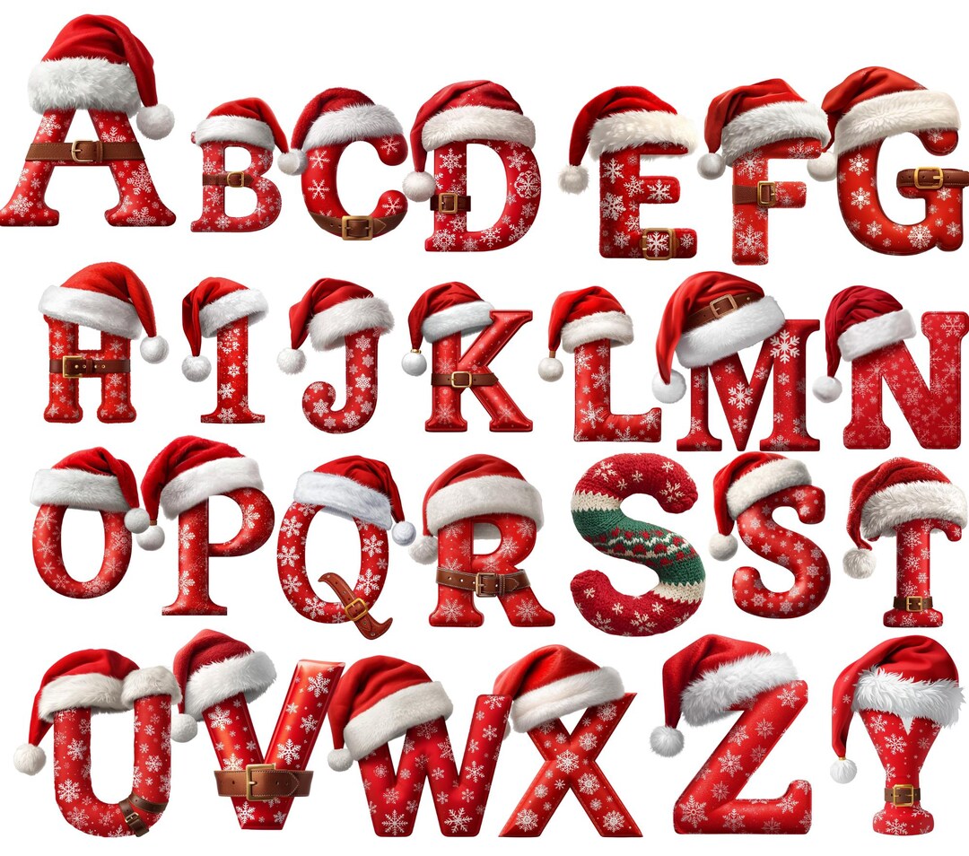 Christmas Alphabet Clipart PNG | Festive Letters & Numbers Set ...