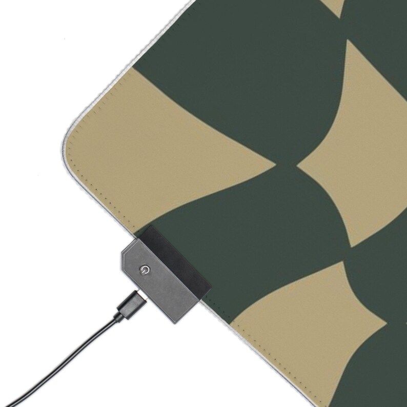 Wavy Checkerboard RGB Mouse Pad | Aesthetic Green & Beige LED Gaming ...