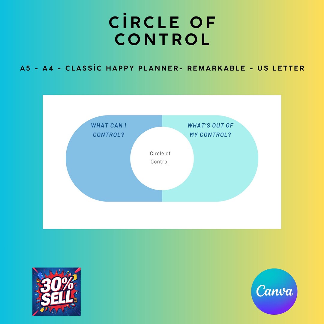 Circle of Control Worksheet, Coping Skills Printable, Anxiety Relief ...