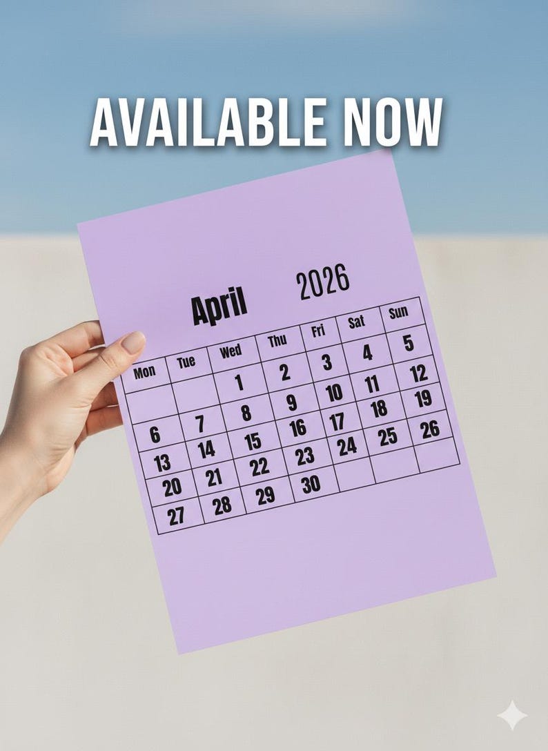 2026 Colorful Printable Calendar • Monthly Wall Art Planner • Bright ...