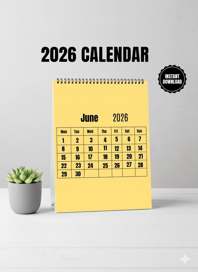2026 Colorful Printable Calendar • Monthly Wall Art Planner • Bright ...