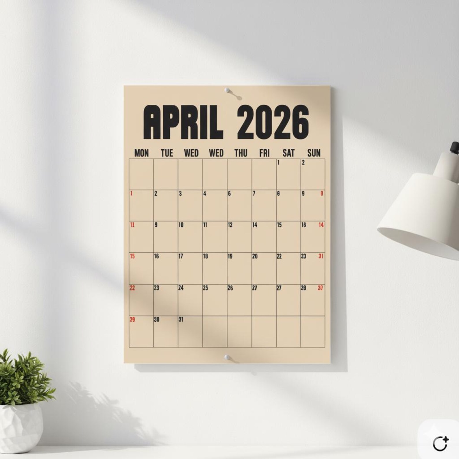 2026 Colorful Printable Calendar • Monthly Wall Art Planner • Bright ...