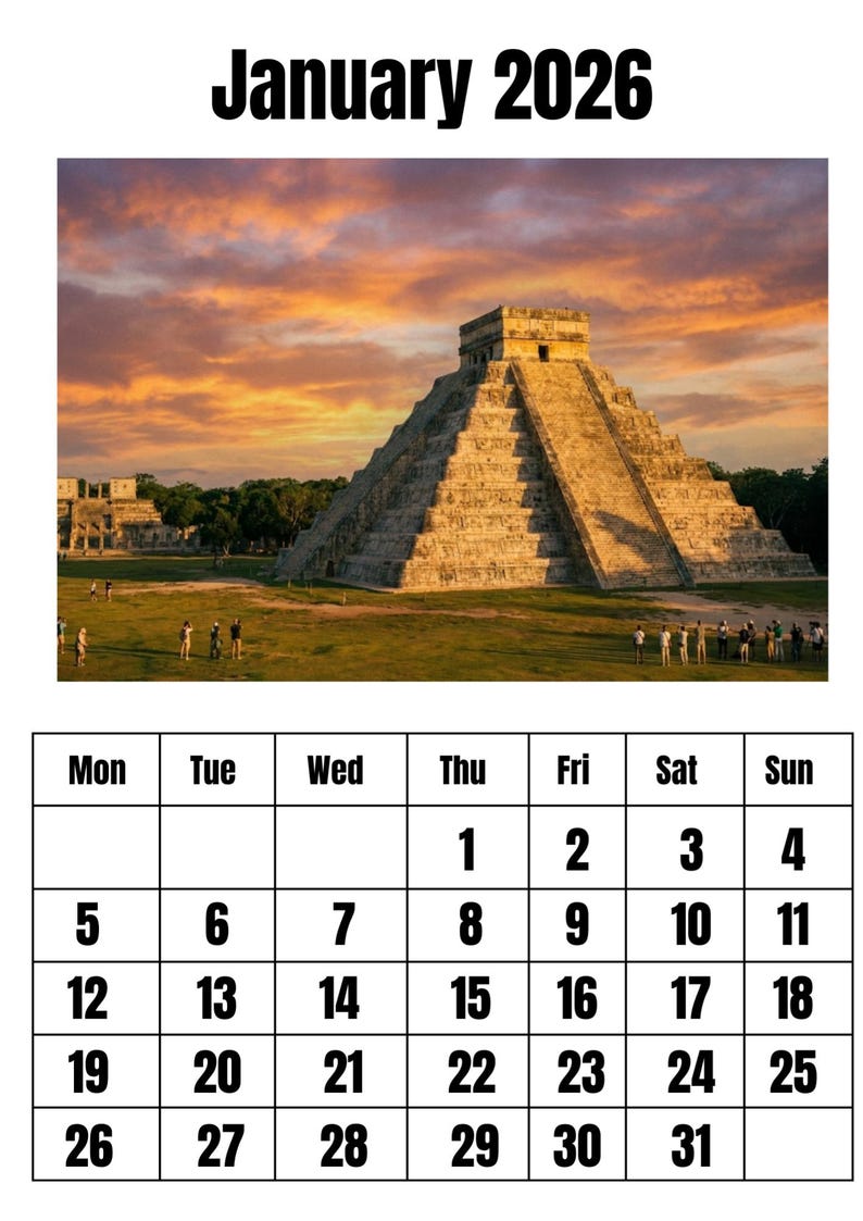 2026 Mexico Calendar Printable | Minimalist Landmark Wall Art | Digital ...