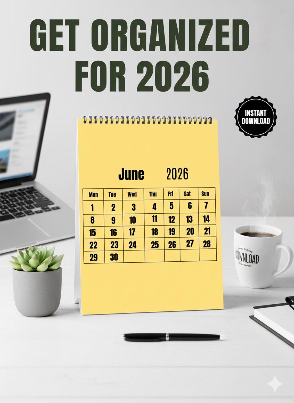 2026 Colorful Printable Calendar • Monthly Wall Art Planner • Bright ...