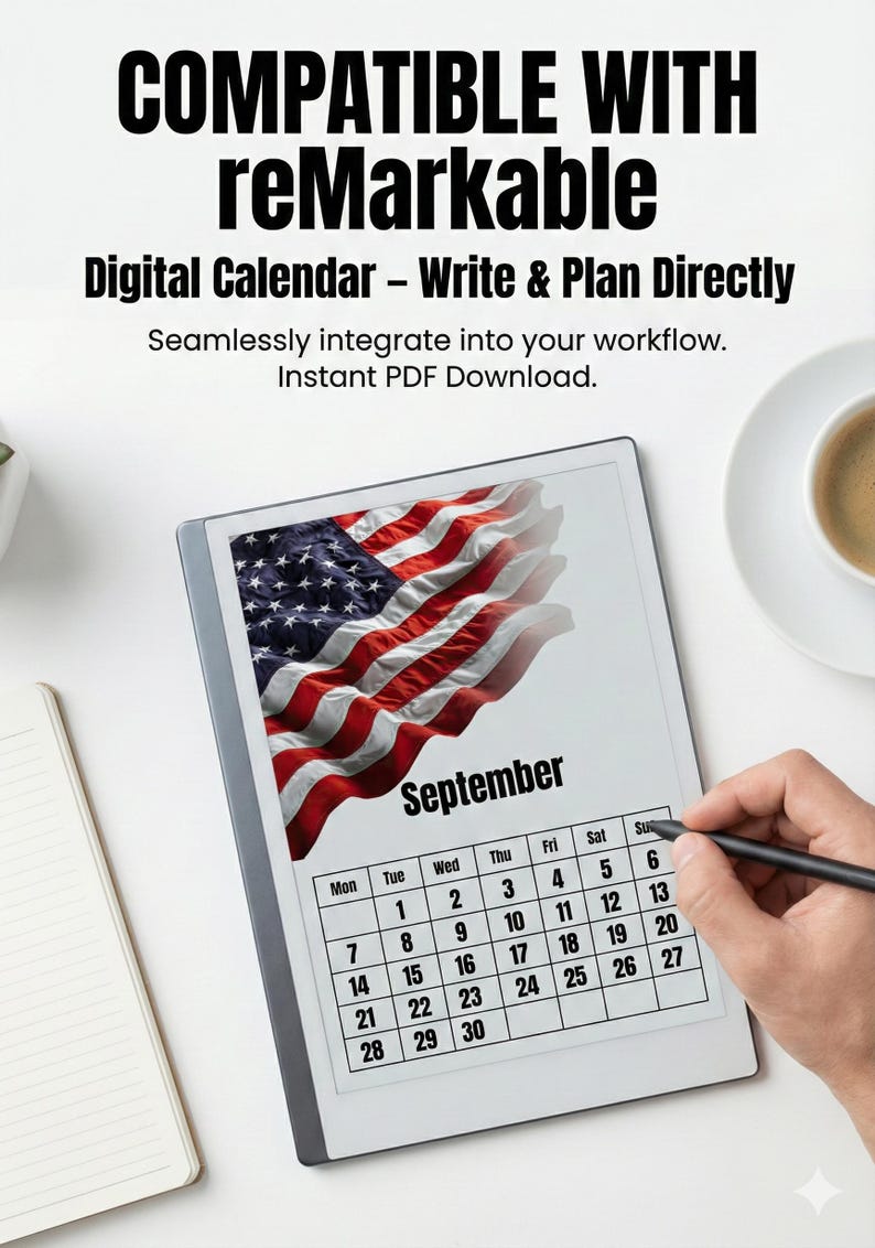 2026 American Flag Calendar Printable, Patriotic Wall Calendar PDF, USA ...
