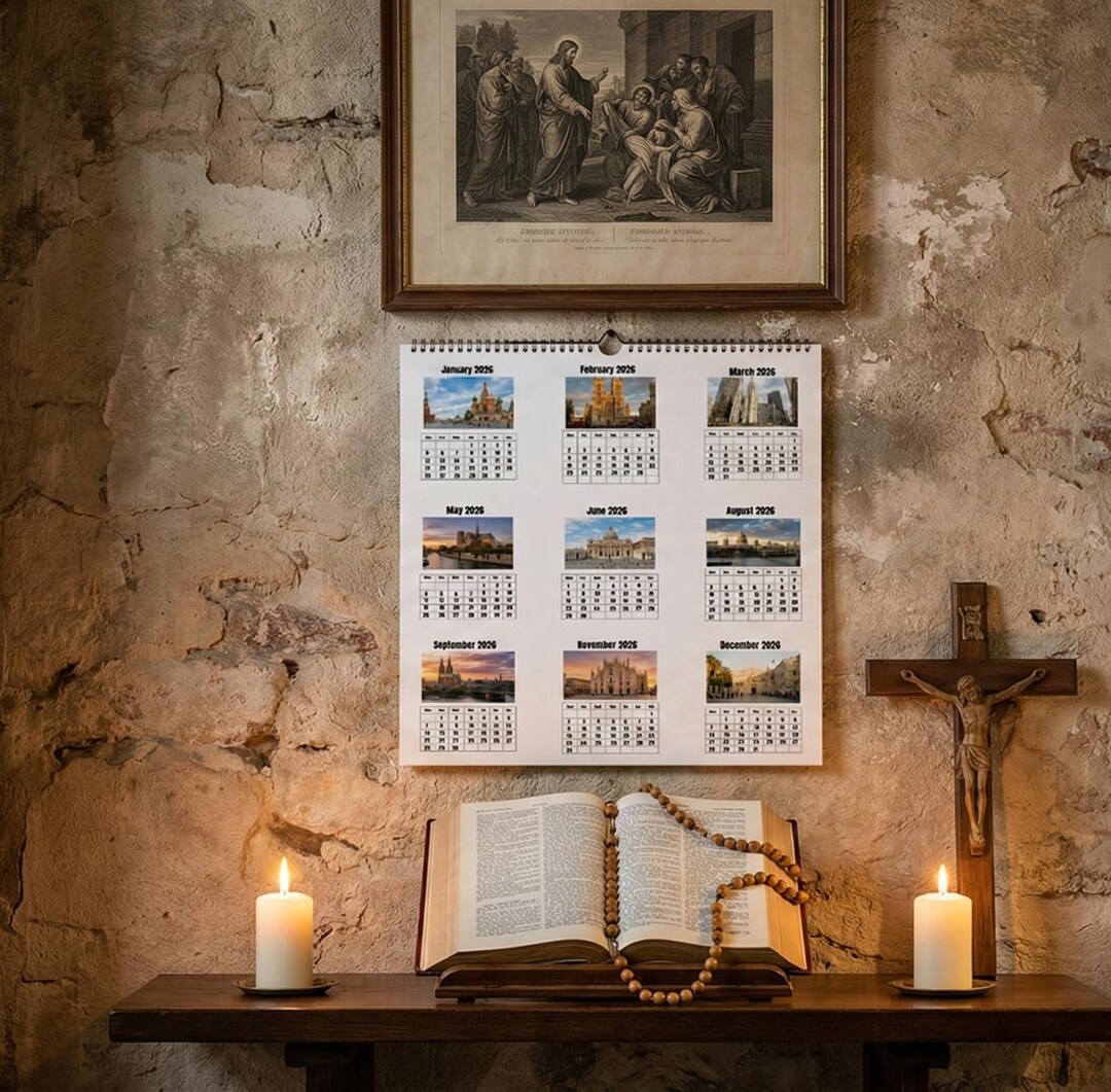 2025 Famous Churches Calendar Printable, Christian Architecture Wall ...