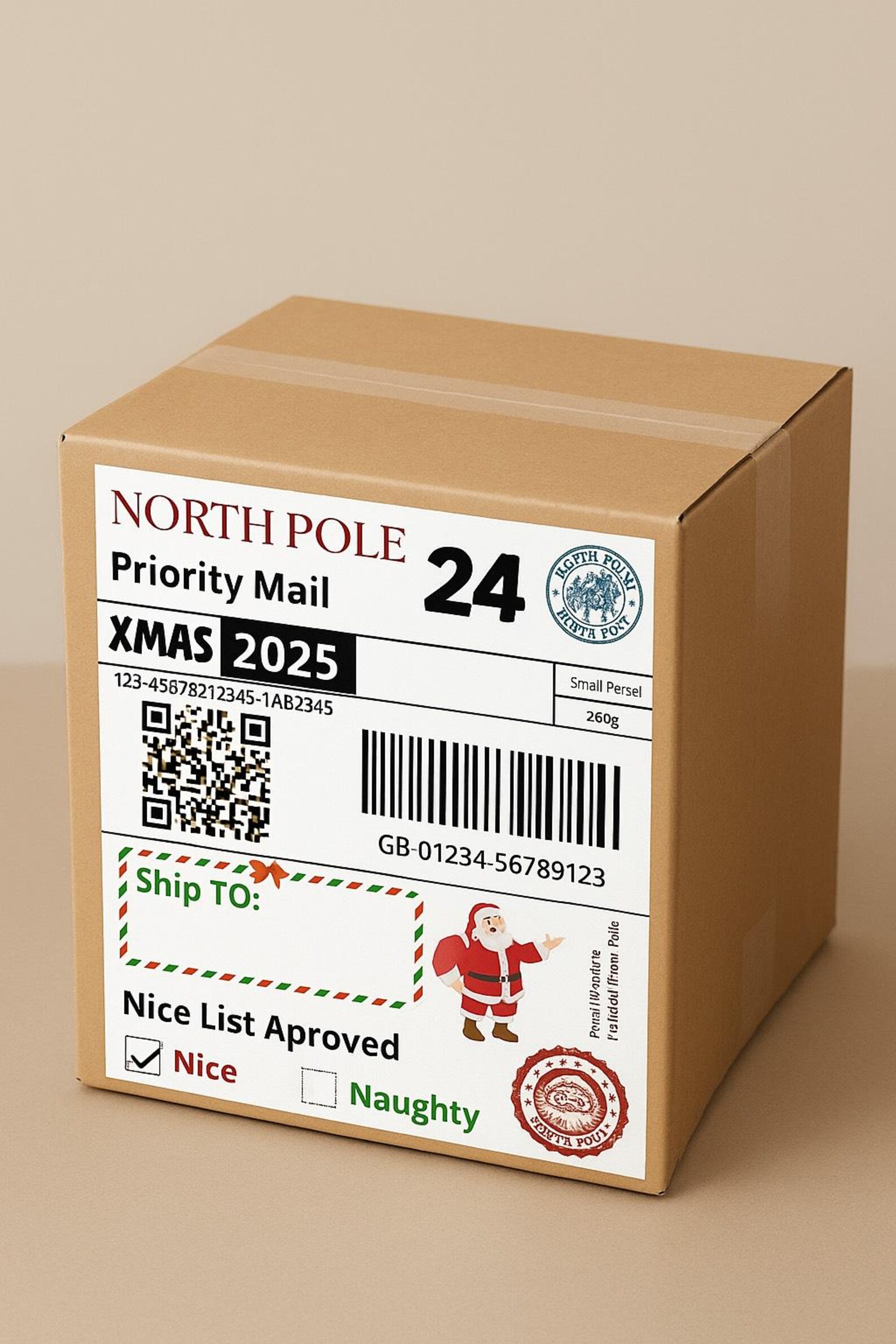 Santa Mail to the North Pole Shipping Label Template (PNG JPG PDF ...