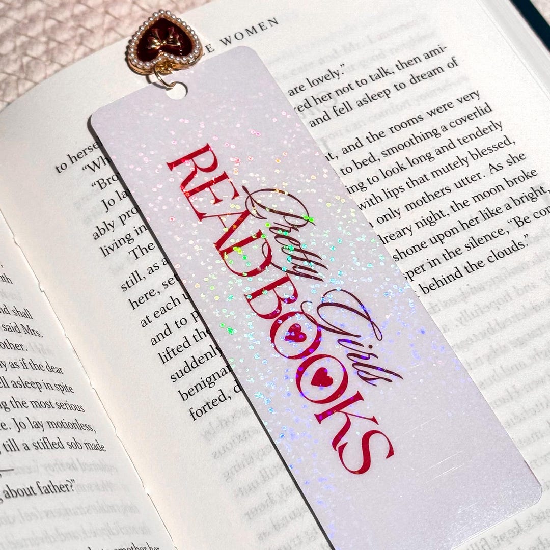 Pretty Girls Read Books Bookmark With Charm | Holographic Coquette ...
