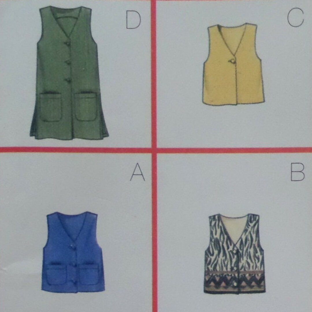 BUTTON VEST Pattern • Butterick 6274 • Miss 20-24 • Semi Fit • Straight ...