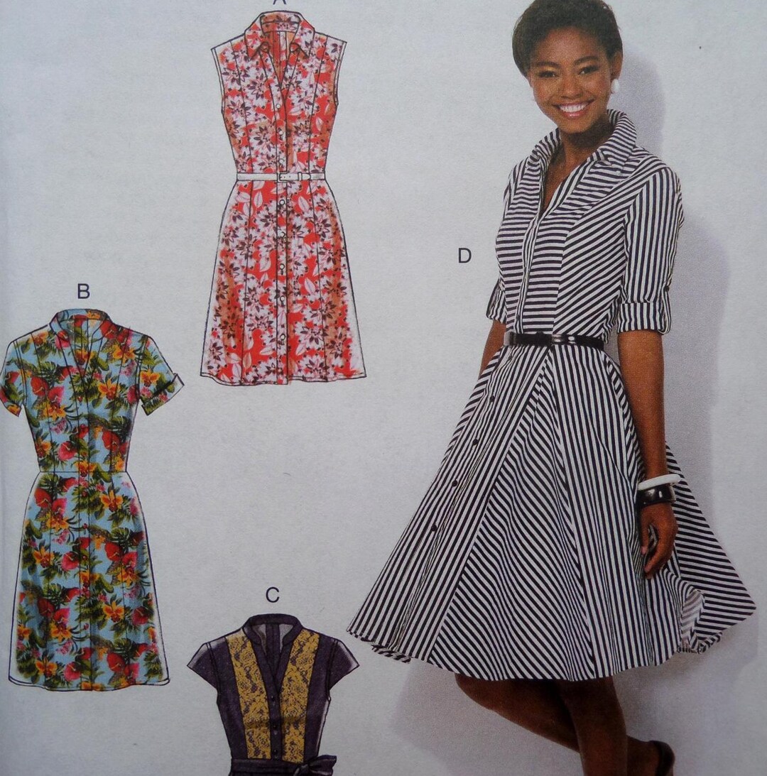 FIT FLARE DRESS Pattern Mccalls 7084 Miss Sizes Shirtdress Godet Skirt ...