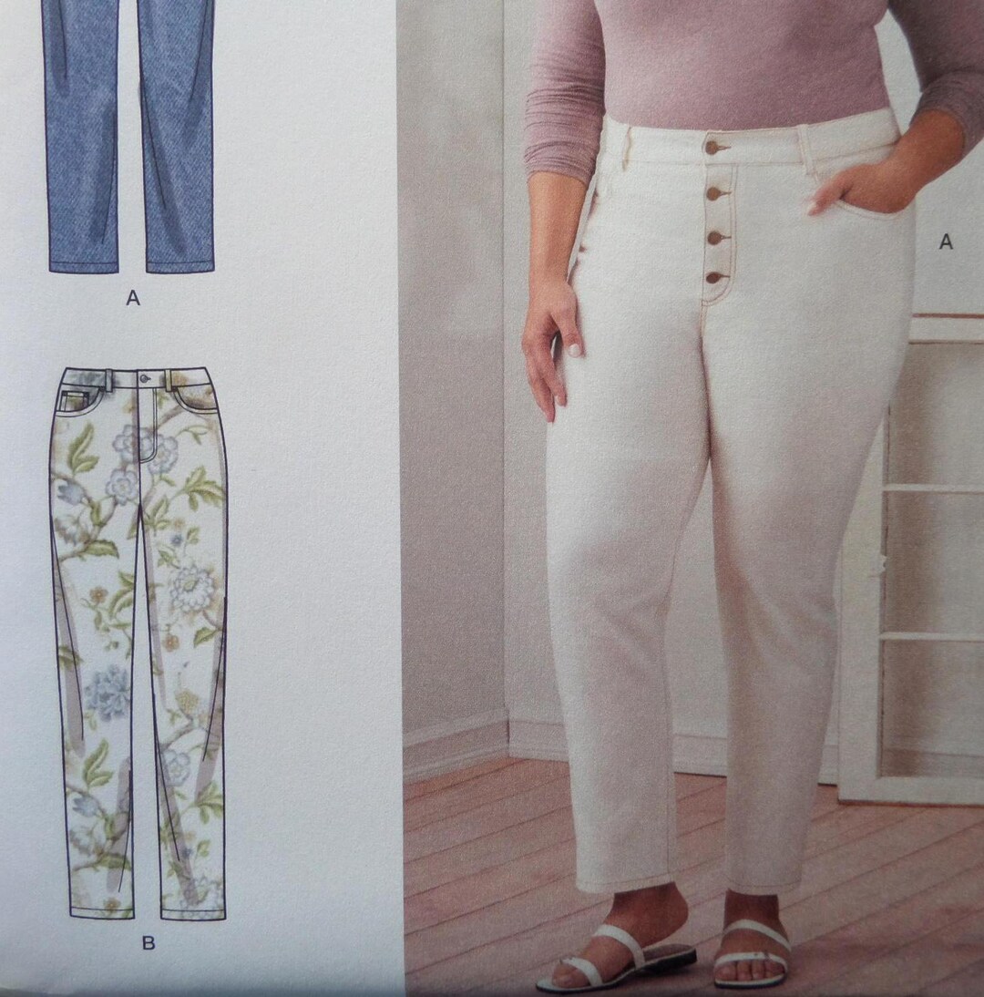 BUTTON JEANS Pattern Simplicity 9266 Miss 10-18 Vintage Style Yoked ...