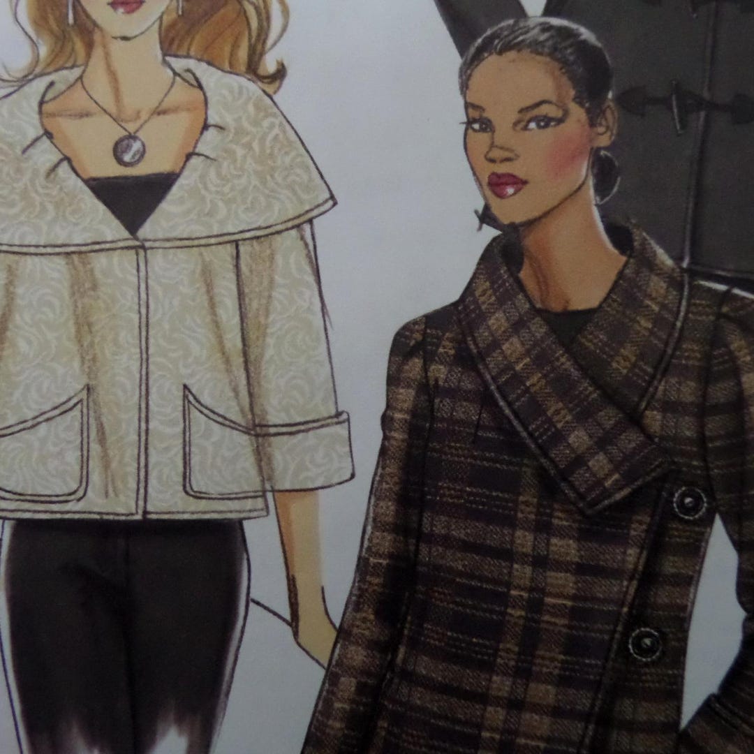 ASYMMETRICAL JACKET Pattern Vogue 8429 Miss 14-22 Loose Jacket Button ...