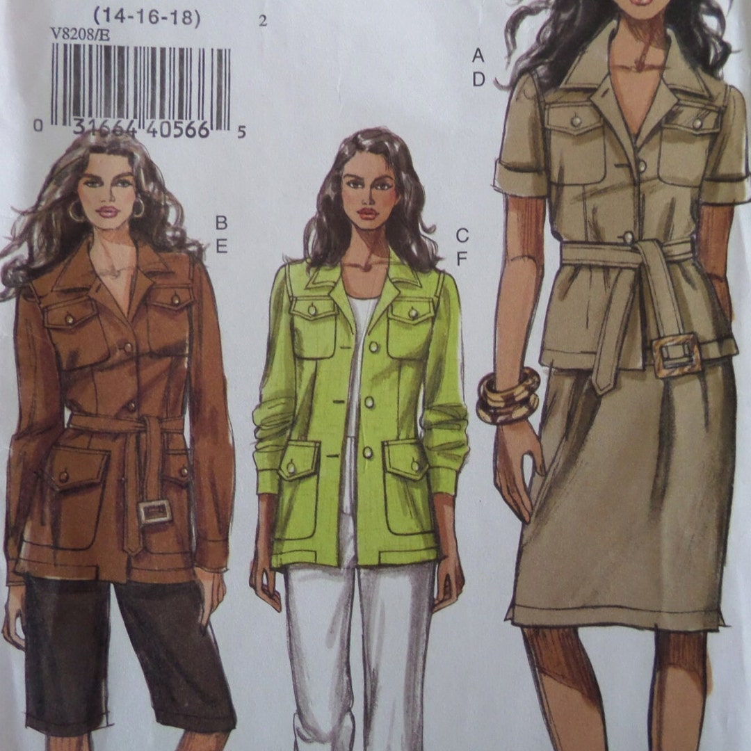 SAFARI JACKET Pattern • Vogue 8208 • Miss 14-18 • Tapered Skirt ...