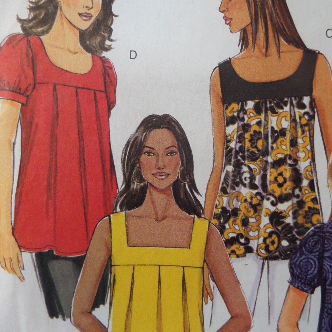 Butterick 5217 YOKED TOP Pattern Miss 16-24 Pullover Tops Loose Fit ...